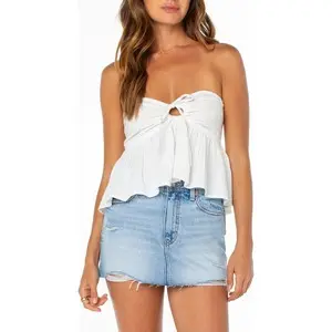 Roxy Ventura Strapless Cotton Babydoll Top - Cloud Dancer