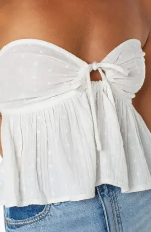 Roxy Ventura Strapless Cotton Babydoll Top - Cloud Dancer