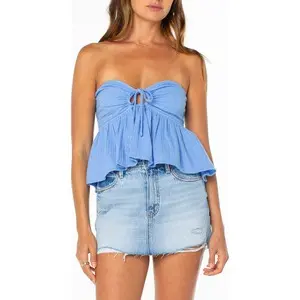 Roxy Ventura Strapless Cotton Babydoll Top - Cornflower