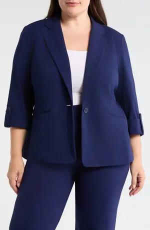 Anne Klein Roll-tab Sleeve Jacket - Distant Mountain