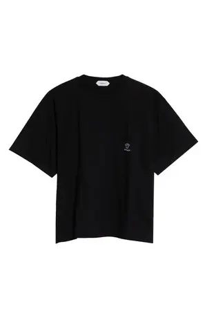 Versace Embroidered Cotton Jersey Pocket T-shirt - Black