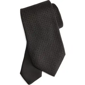 Canali Metallic Silk Jacquard Neck Tie - Black