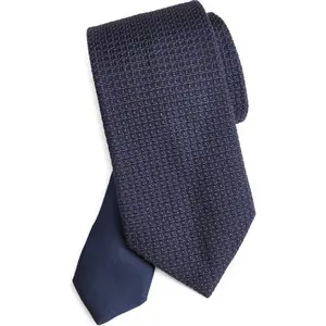 Canali Metallic Silk Jacquard Neck Tie - Navy