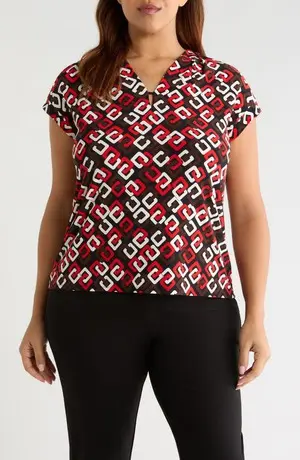 Anne Klein Printed V-neck Top