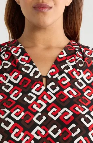 Anne Klein Printed V-neck Top