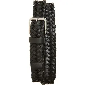 Vince Alex Woven Leather Belt - Black