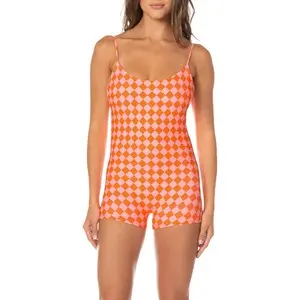 MAAJI Sunset Grid Haze One-piece Swimsuit - Bright Red