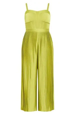 City Chic Pleated Satin Jumpsuit