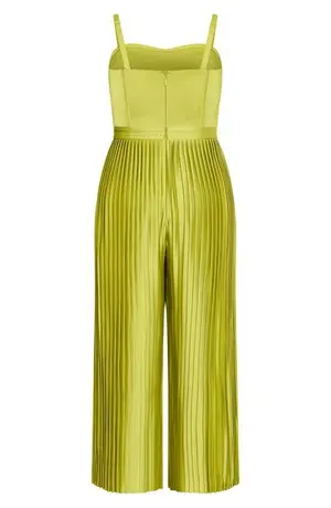 City Chic Pleated Satin Jumpsuit