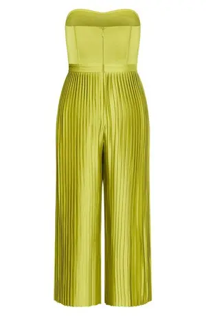 City Chic Pleated Satin Jumpsuit