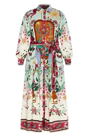 City Chic Ezra Printed Maxi Shirtdress - Hero Dreamscape