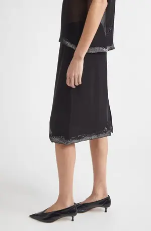 JULIE KEGELS Sidney Glitter Hem Silk Skirt - Black