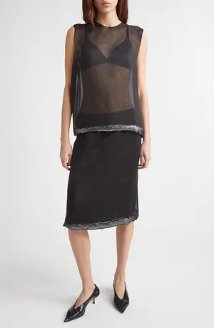 JULIE KEGELS Glitter Edge Silk Organza Top