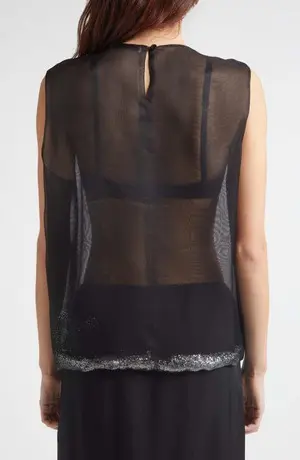 JULIE KEGELS Glitter Edge Silk Organza Top