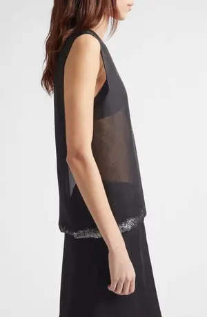 JULIE KEGELS Glitter Edge Silk Organza Top
