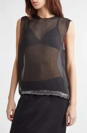 JULIE KEGELS Glitter Edge Silk Organza Top