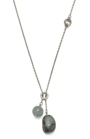 Lady Grey Jasper Lariat Necklace - Silver