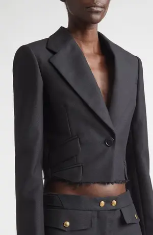 Alexander McQueen Pagoda Wool & Mohair Crop Jacket