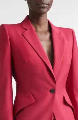 Alexander McQueen Single-breasted Wool & Mohair Jacket - Raspberry