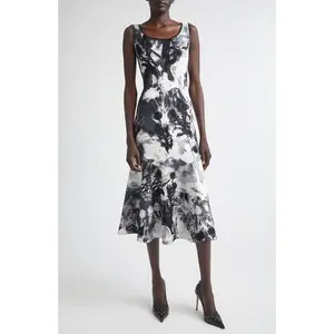 Alexander McQueen Floral Jacquard Midi Sweater Dress