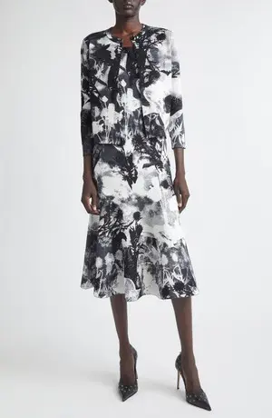 Alexander McQueen Floral Jacquard Midi Sweater Dress