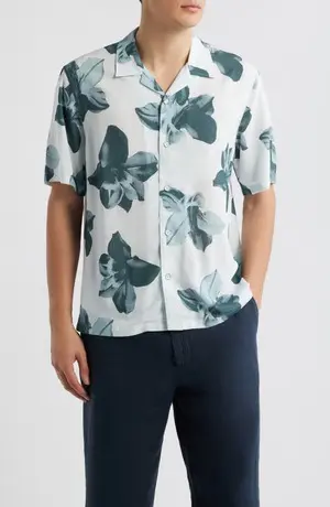 Rag & Bone Avery Floral Camp Shirt - Mint