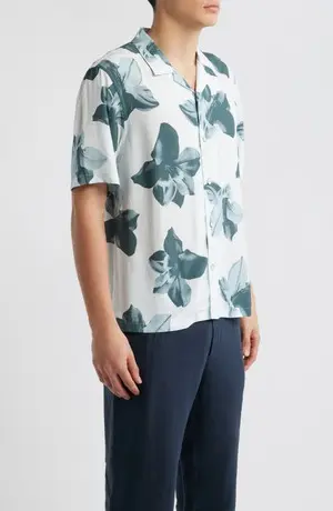 Rag & Bone Avery Floral Camp Shirt - Mint