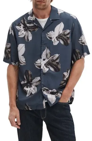 Rag & Bone Avery Floral Camp Shirt - Navy