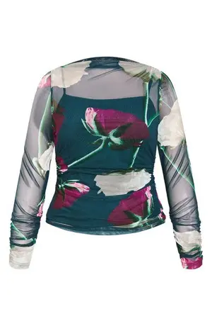 City Chic Floral Mesh Top