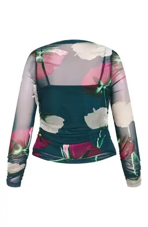 City Chic Floral Mesh Top