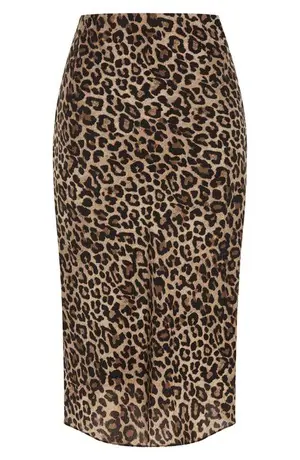 City Chic Kyra Leopard Print Midi Skirt