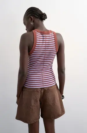 Topshop Stripe Cutaway Rib Tank