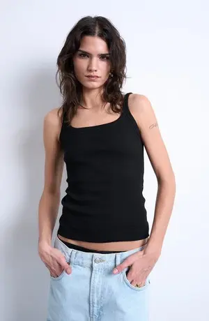 Topshop Scoop Neck Rib Tank