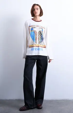 Topshop Contrast Ringer Skater Graphic T-shirt