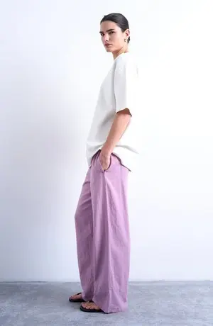 Topshop Wide-leg Linen Blend Pants