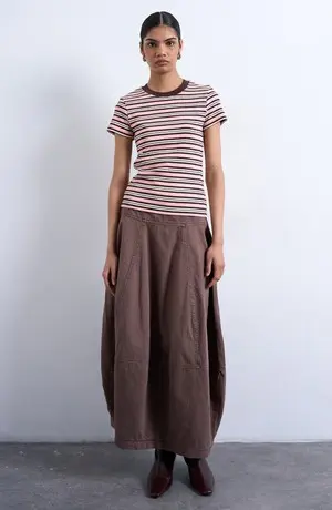 Topshop Stripe Short Sleeve Stretch Cotton Rib T-shirt
