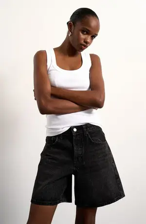 Topshop Relaxed Fit Denim Shorts