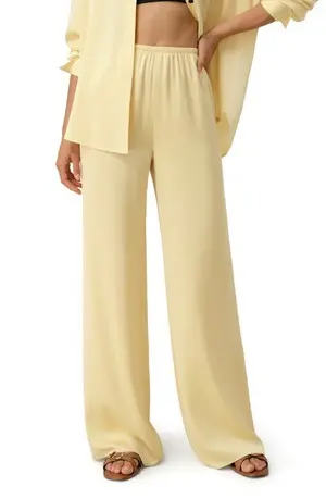 Lilysilk Stretch Silk Georgette Straight Leg Pants - Butter