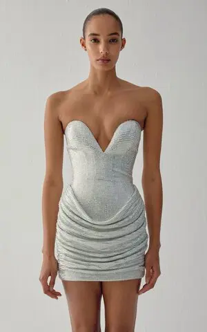 THE NEW ARRIVALS ILKYAZ OZEL Gemma Embellished Mini Dress - White