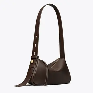 Tory Burch Small Leather Shoulder Bag Deep Brown