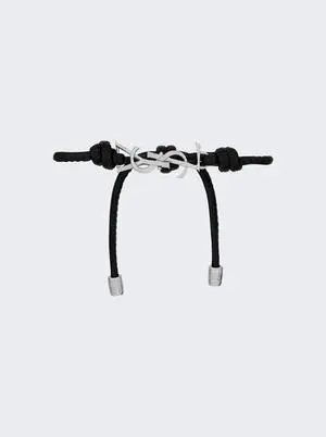 Saint Laurent Cassandre Leather Cord Bracelet - Black