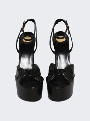 Saint Laurent Franciane 105 Leather Platform Sandals - Black
