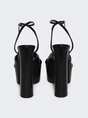 Saint Laurent Franciane 105 Leather Platform Sandals - Black