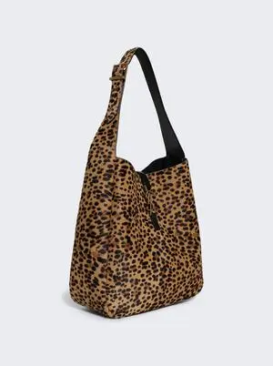 Saint Laurent Le 5 Ã 7 Large Leopard Print Shoulder Bag