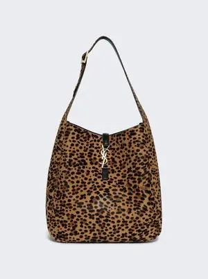 Saint Laurent Le 5 Ã 7 Large Leopard Print Shoulder Bag - Brown