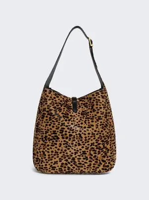 Saint Laurent Le 5 Ã 7 Large Leopard Print Shoulder Bag - Brown