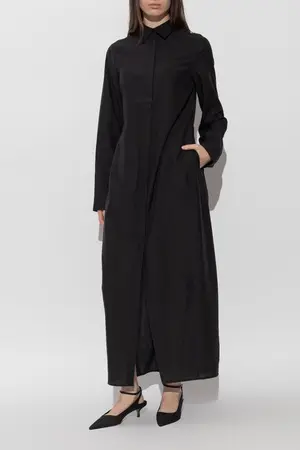 TOTEME Silk Maxi Shirt Dress - Black
