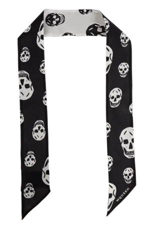 Alexander McQueen Silk Scarf With A Distinctive Skull Motif - Black