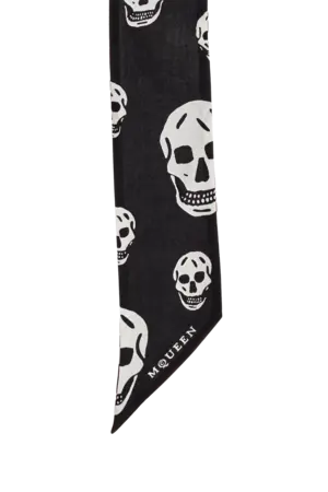 Alexander McQueen Silk Scarf With A Distinctive Skull Motif - Black