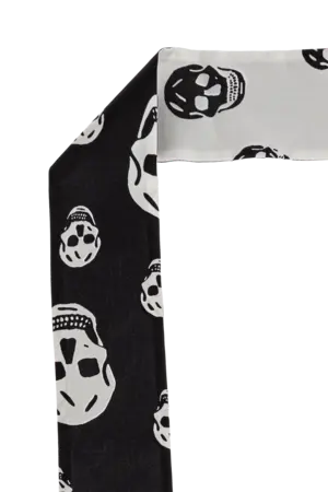 Alexander McQueen Silk Scarf With A Distinctive Skull Motif - Black
